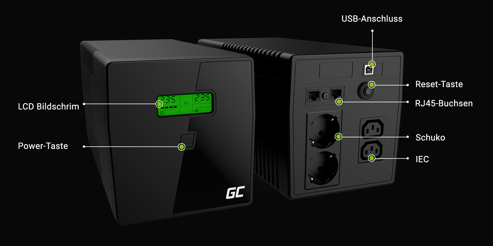 Green Cell ® UPS/UPS Micropower 1000va (600w) with LCD | eBay